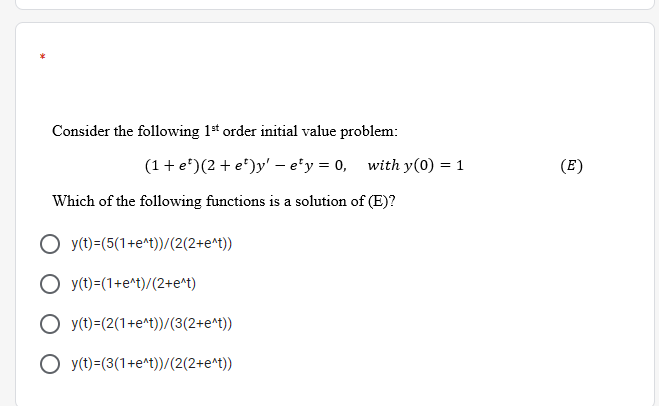 Solved Consider the following 1st order initial value | Chegg.com