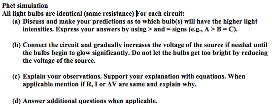 Solved Phet simulation All light bulbs are identical (same | Chegg.com