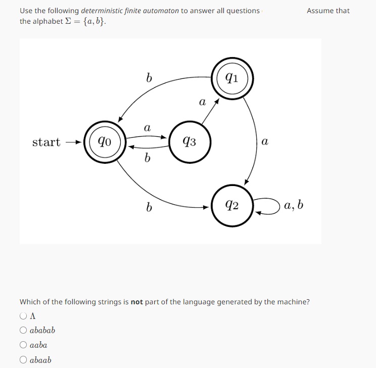 Solved Use The Following Deterministic Finite Automaton To