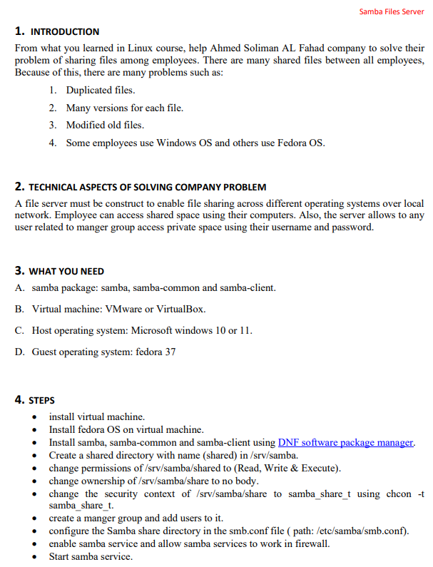 Solved 1. INTRODUCTION From what you learned in Linux | Chegg.com