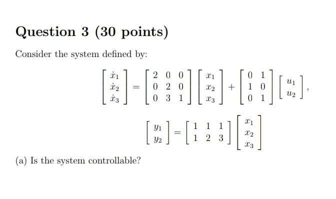 Solved Consider the system defined by: | Chegg.com