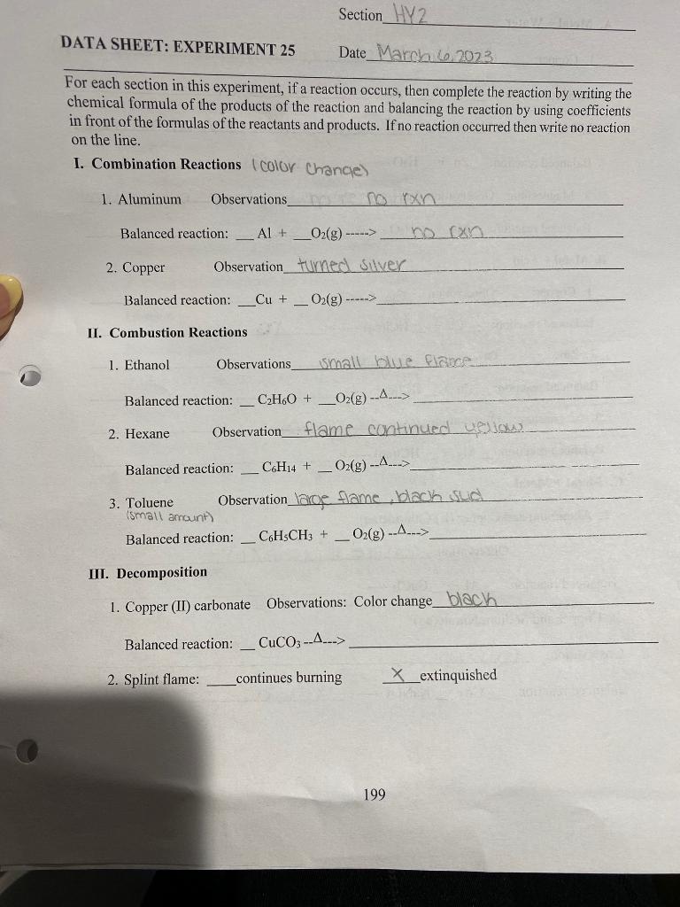 1. Give two examples of Combination reactions other | Chegg.com