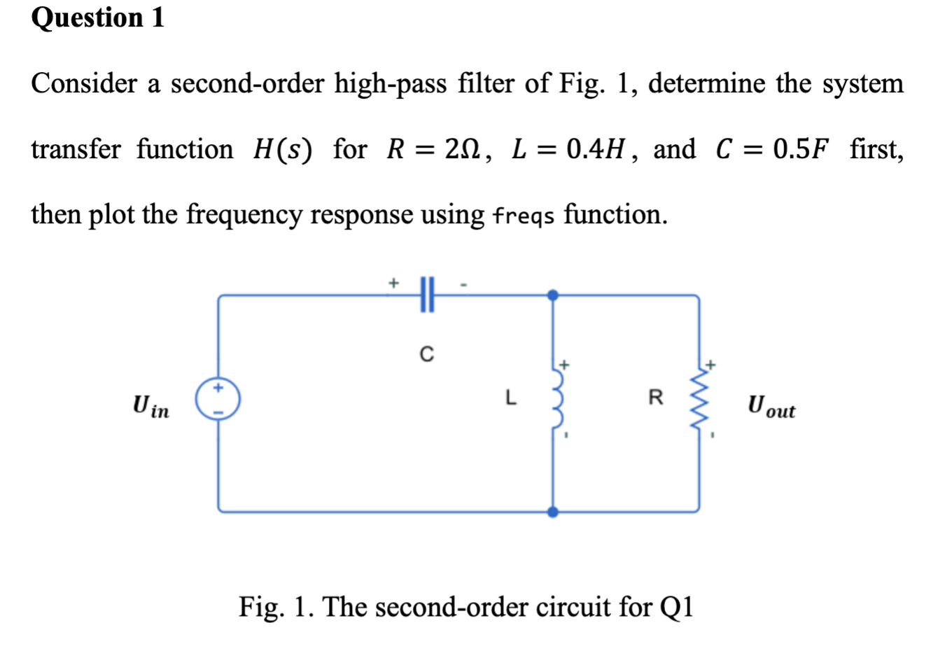Solved Consider a second-order high-pass filter of Fig. 1, | Chegg.com