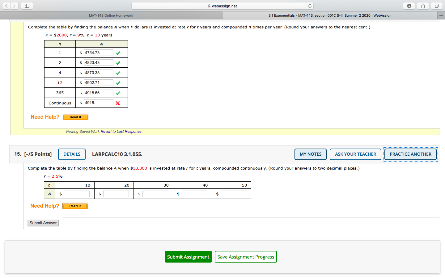 Solved webassign.net MAT-143 Online Homework 3.1 | Chegg.com