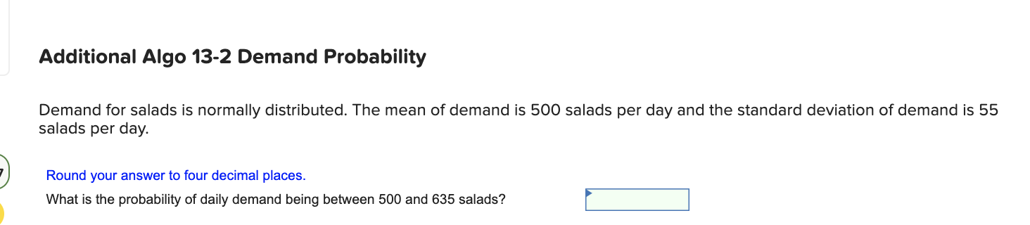 Solved Additional Algo 13-2 Demand Probability Demand for | Chegg.com