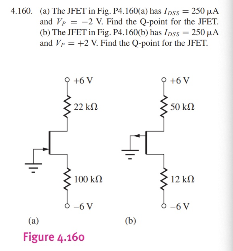 Solved 60. (a) The JFET in Fig. P4.160(a) has IDSS=250μA and | Chegg.com