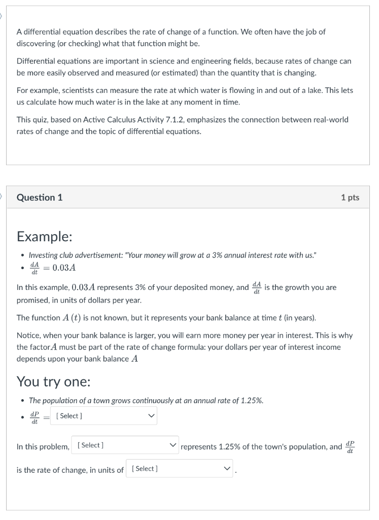 Solved A differential equation describes the rate of change | Chegg.com