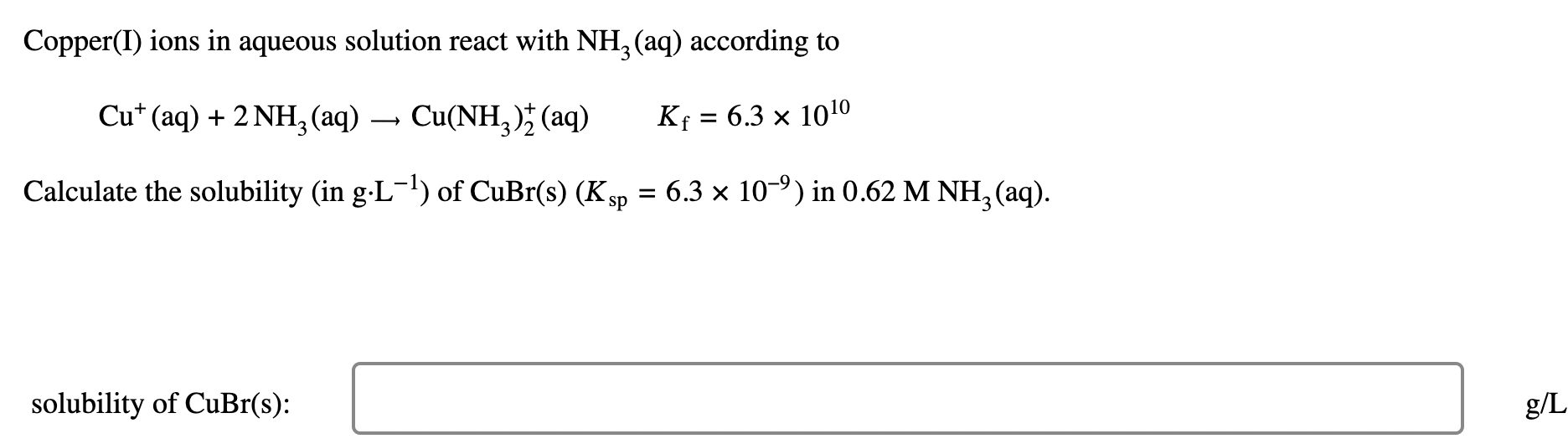 Solved Copper(I) ﻿ions in ﻿aqueous solution react with | Chegg.com