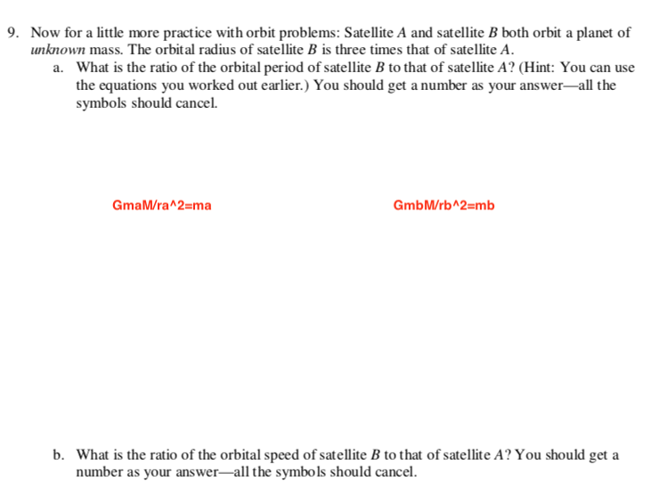 Solved 9. Now for a little more practice with orbit | Chegg.com