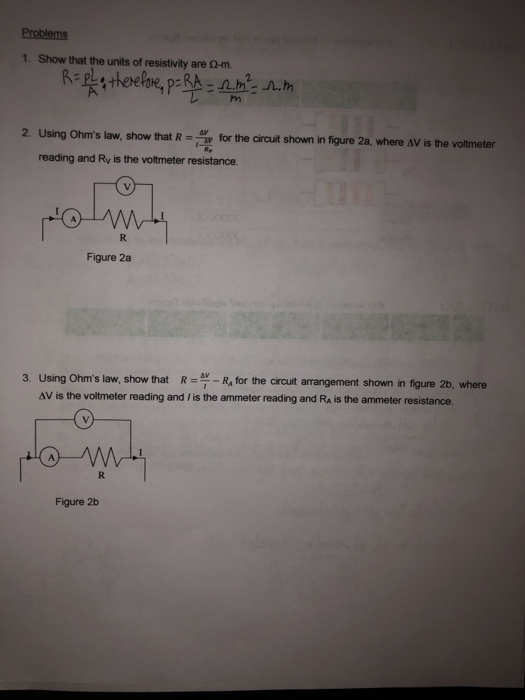Solved Problems 1. Show that the units of resistivity are Ω | Chegg.com