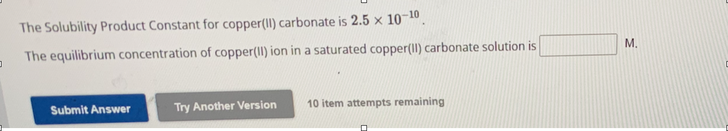 Solved The Solubility Product Constant for copper(II) | Chegg.com