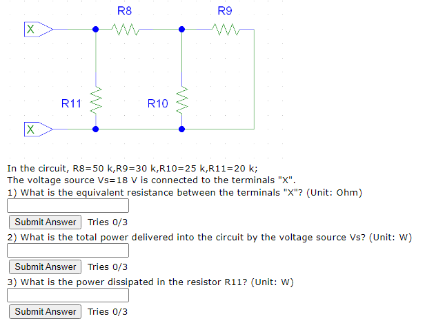 Solved In the circuit, R8=50k,R9=30k,R10=25k,R11=20k; The | Chegg.com