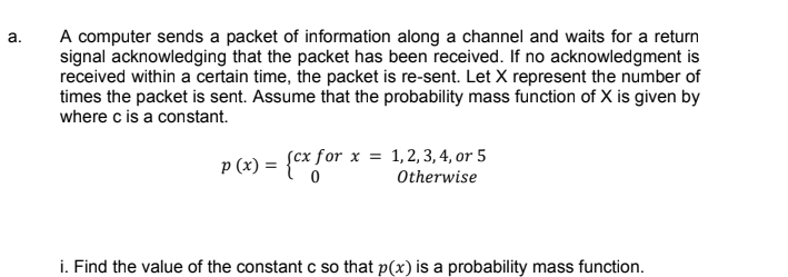 Solved a. A computer sends a packet of information along a | Chegg.com