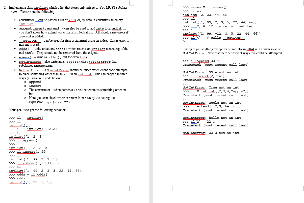 Solved 2 Implement A Class Intlist Which A List That Stores 