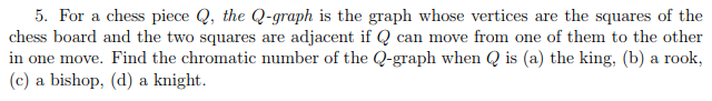 Solved 5. For a chess piece Q, the Q-graph is the graph | Chegg.com