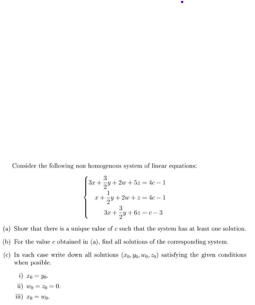 Solved Consider the following non homogenous system of | Chegg.com