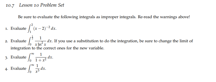 Solved 10.7 Lesson 10 Problem Set Be sure to evaluate the | Chegg.com