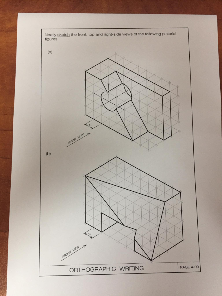 Solved Neatly sketch the front, top and right-side views of | Chegg.com