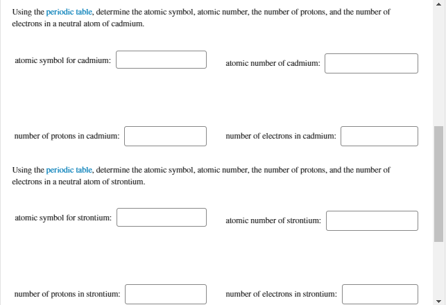 Solved Using The Periodic Table Determine The Atomic