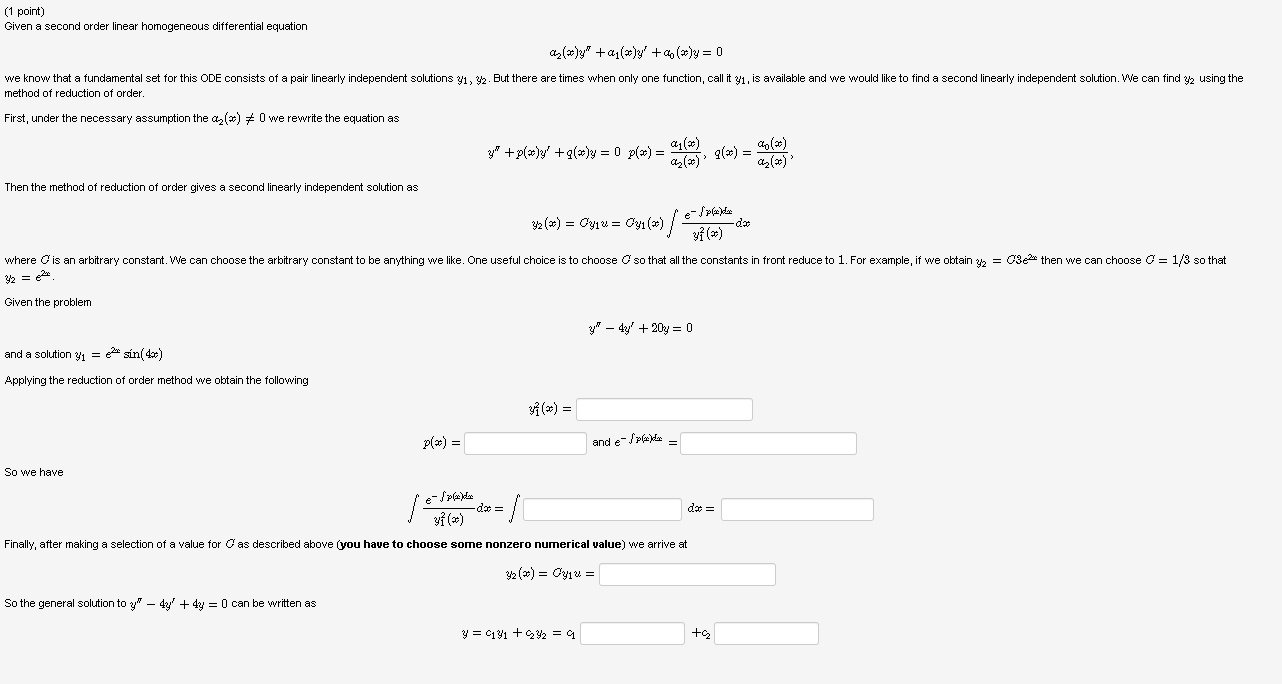 Solved Given A Second Order Linear Homogeneous Differential