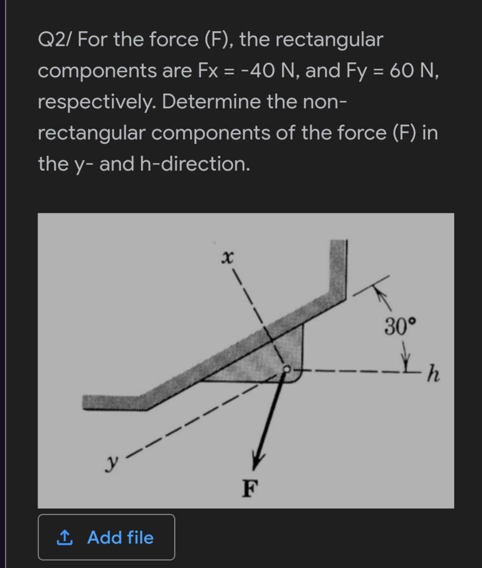 Solved Q2/ For the force (F), the rectangular components are | Chegg.com