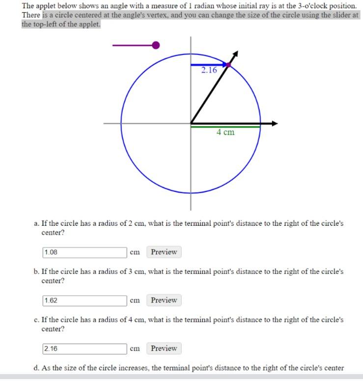Solved The applet below shows an angle with a measure of 1 | Chegg.com