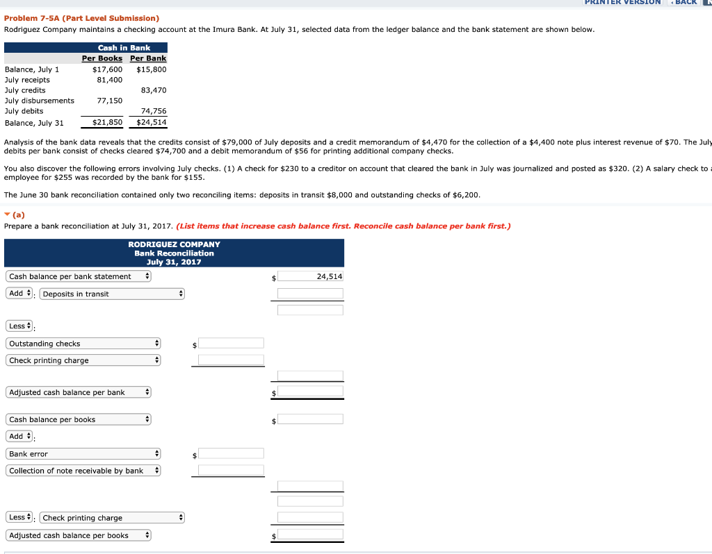 Solved VERSIO Problem 7-5A (Part Level Submission) Rodriguez | Chegg.com