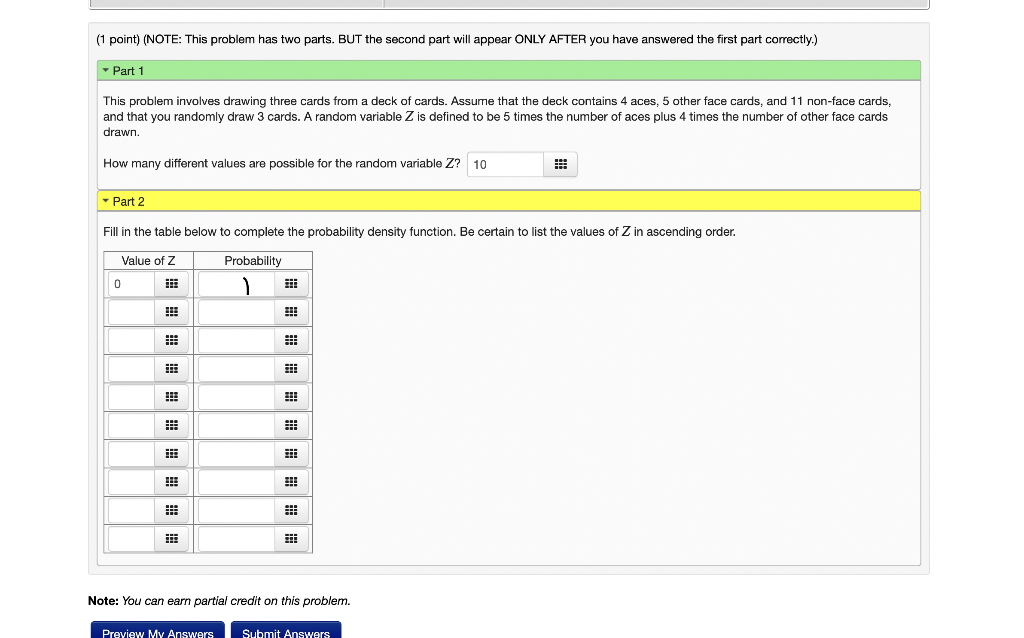 Solved (1 point) (NOTE: This problem has two parts. BUT the | Chegg.com