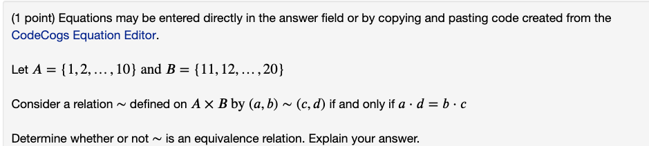 Solved (1 point) Equations may be entered directly in the | Chegg.com