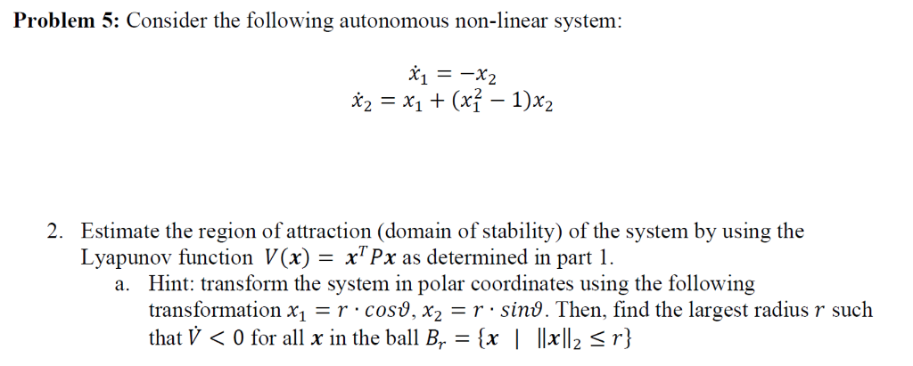Solved Problem 5: Consider the following autonomous | Chegg.com