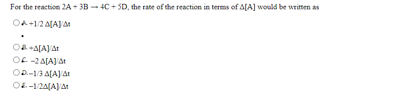 Solved For the reaction 2A+3B→4C+5D, the rate of the | Chegg.com