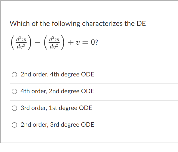 Solved Which of the following characterizes the DE (da) - | Chegg.com