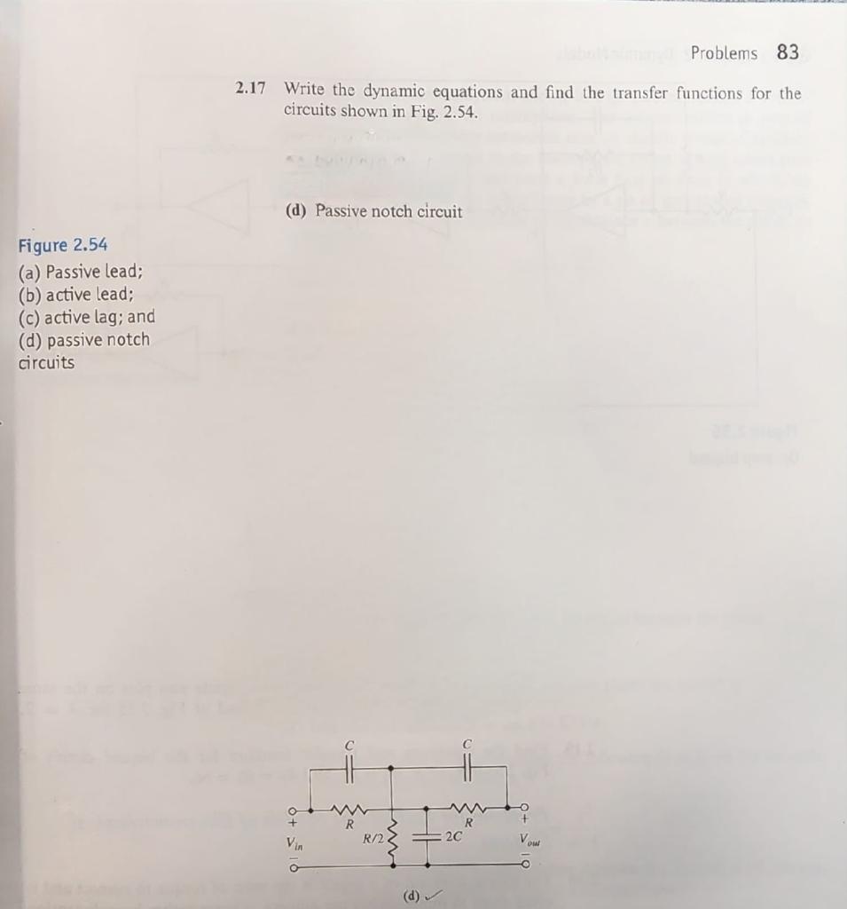 2.17 Write the dynamic equations and find the | Chegg.com