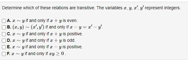 Solved Determine which of these relations are transitive. | Chegg.com