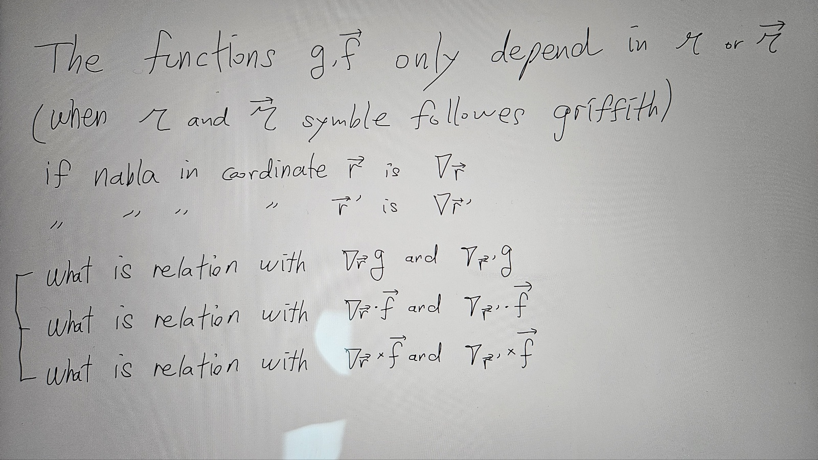 Solved The functions g,f only depend in r or r (when r and r | Chegg.com