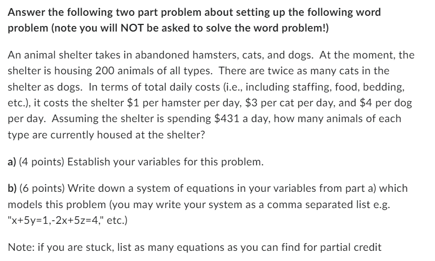 Solved Answer the following two part problem about setting | Chegg.com
