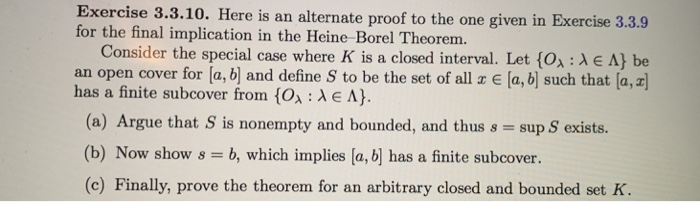 Solved Exercis for the final implication in the Heine Borel | Chegg.com