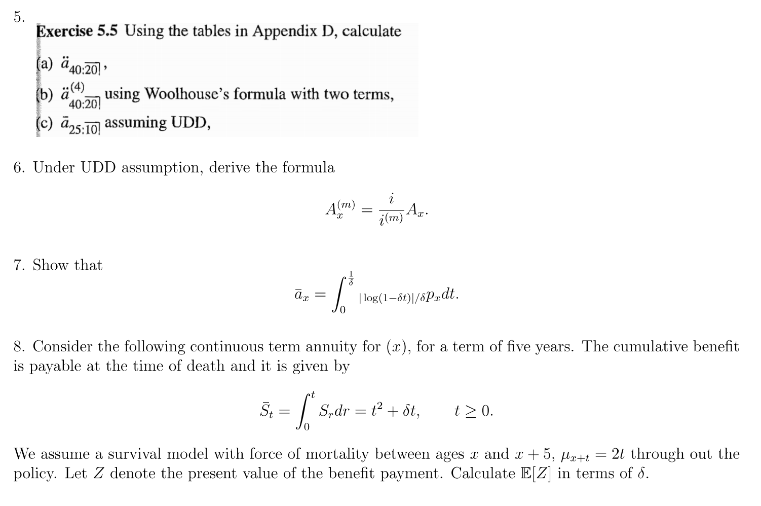 Solved 5. Exercise 5.5 Using the tables in Appendix D, | Chegg.com