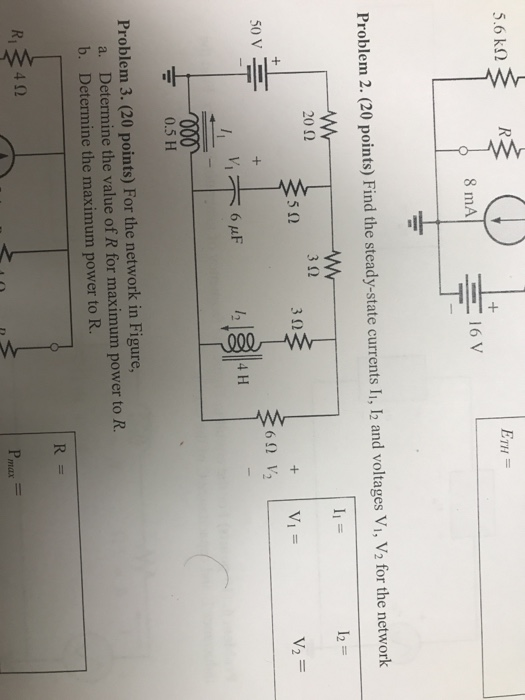 Solved Find the steady State current I1, I2 and voltajes | Chegg.com