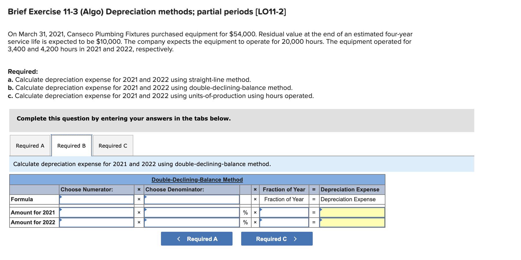 Solved Brief Exercise 11-3 (Algo) Depreciation methods; | Chegg.com