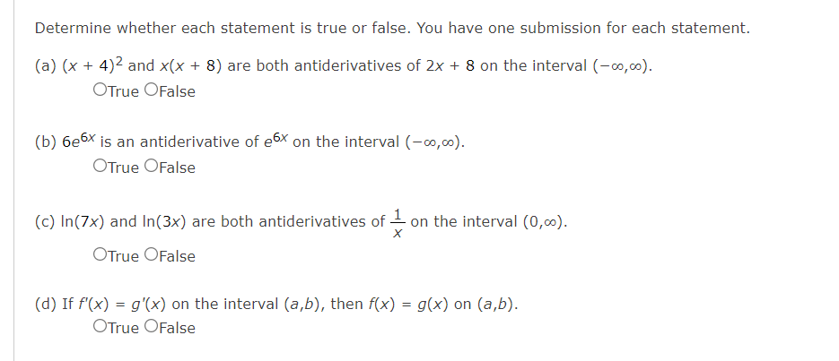 Solved Determine whether each statement is true or false. | Chegg.com