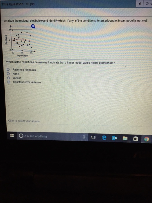 Solved Analyze the residual plot below and identify which. | Chegg.com