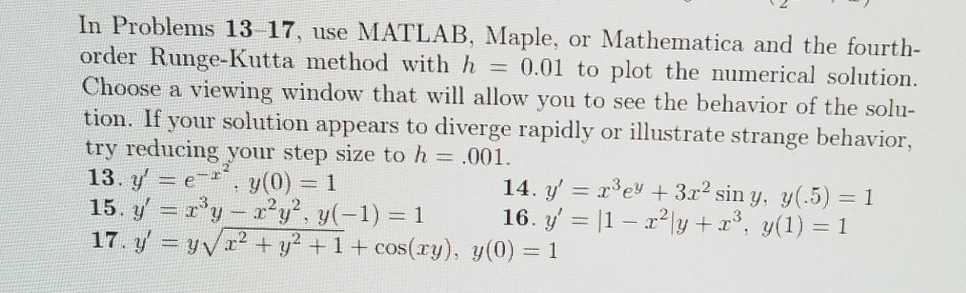 Solved In Problems 13 17, use MATLAB, Maple, or Mathematica | Chegg.com