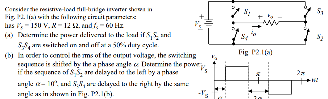 Solved Consider the resistive-load full-bridge inverter | Chegg.com