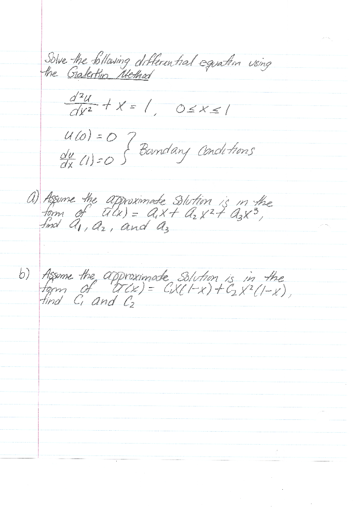 Solved *** Solve Parts a and b *** Solve using Galerkin | Chegg.com