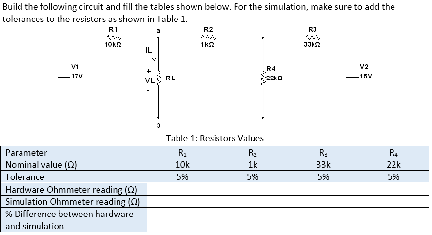 Solved Build the following circuit and fill the tables shown | Chegg.com