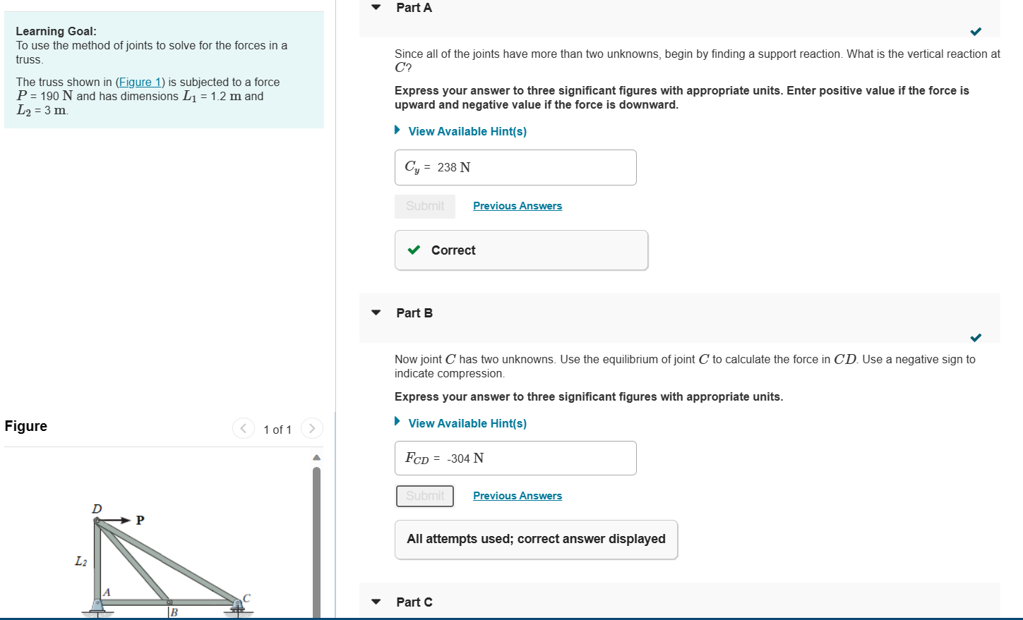 Solved Learning Goal: To use the method of joints to solve | Chegg.com
