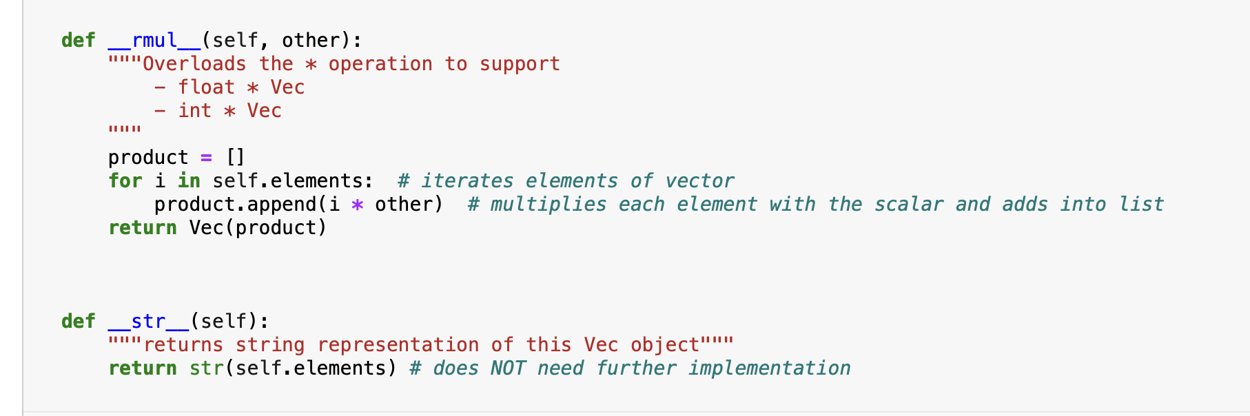 Solved Copy-paste your implemented Matrix and Vec classes to | Chegg.com