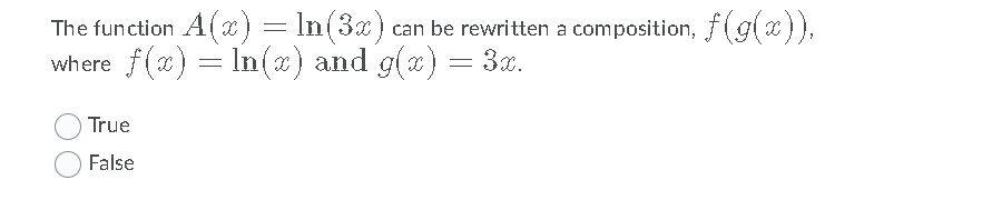 Solved The function A(x) = ln(3x) can be rewritten a | Chegg.com