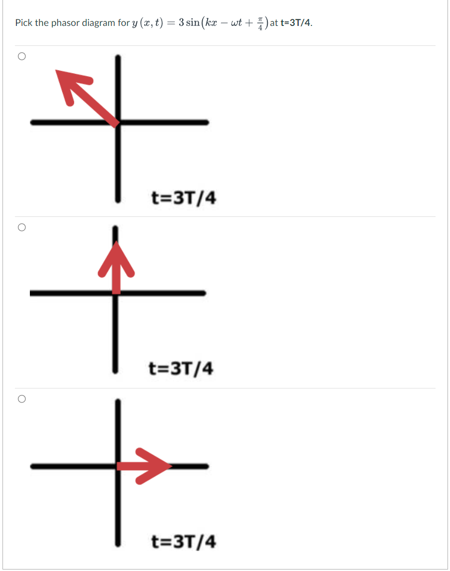 Solved Pick the phasor diagram for y(x,t)=3sin(kx−ωt+4π) at | Chegg.com